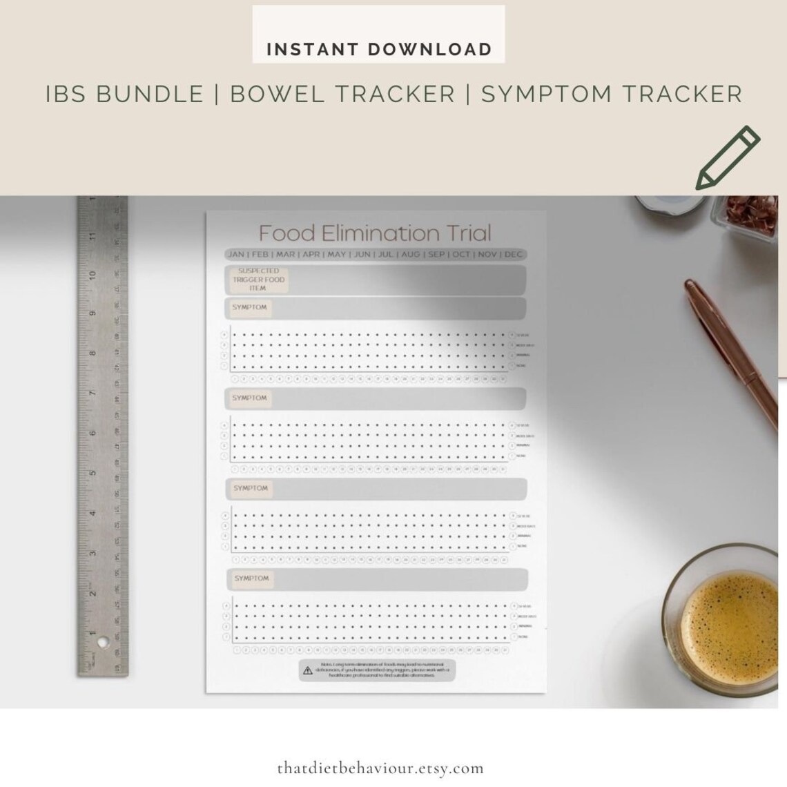 Food and Symptom Tracker, Printable Food Diary, IBS Symptom Tracker ...