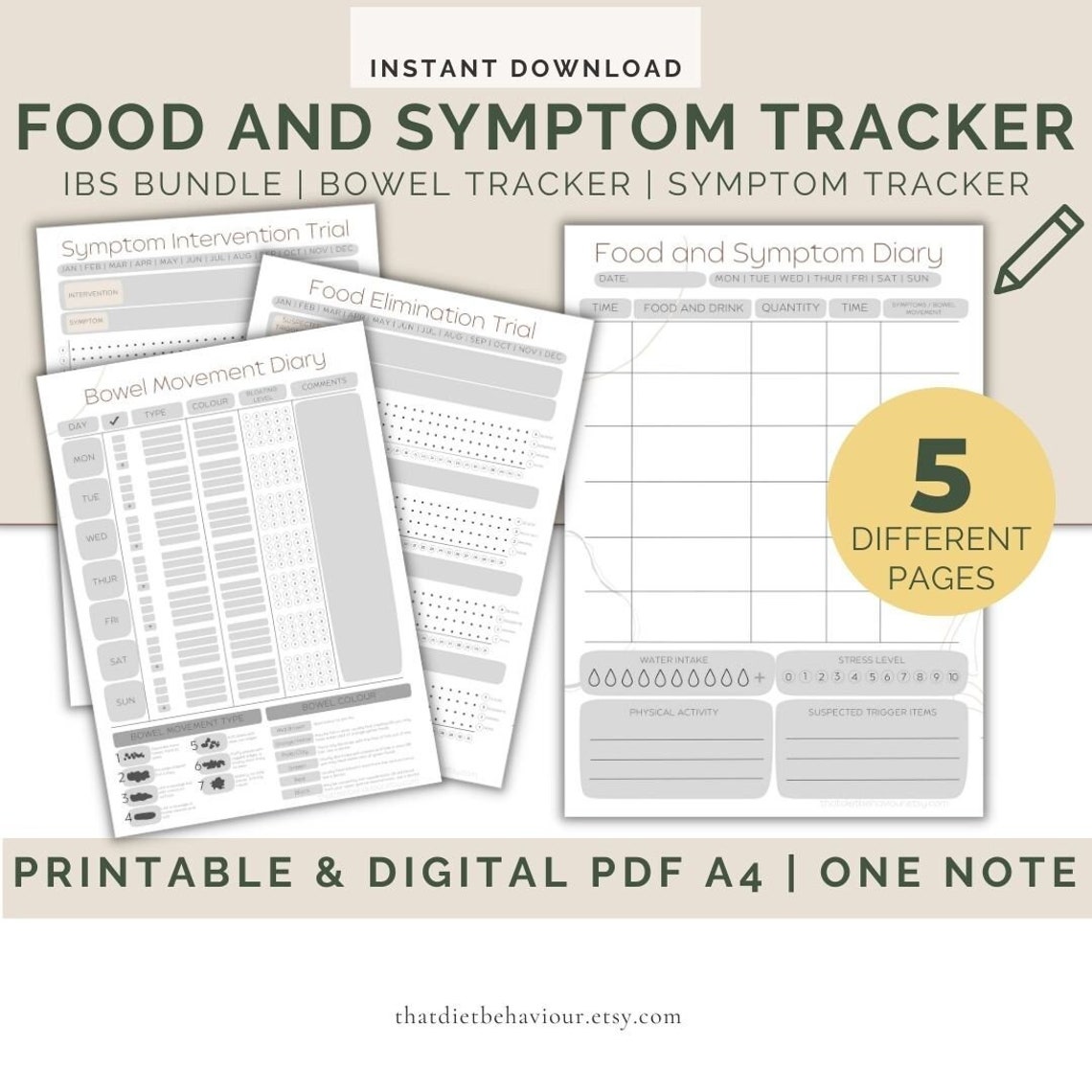 Food and Symptom Tracker, Printable Food Diary, IBS Symptom Tracker ...