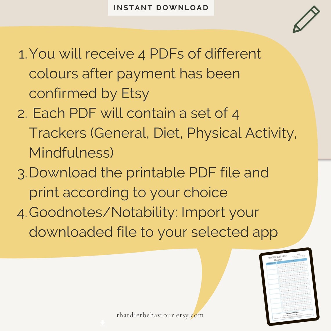Habit Tracker Monthly, Printable Goal Tracker Daily, PDF Goodnotes ...