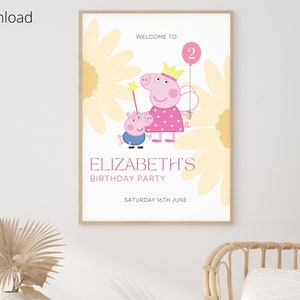 Editable Peppa Pig Birthday Welcome Sign Template Printable Colourful ...