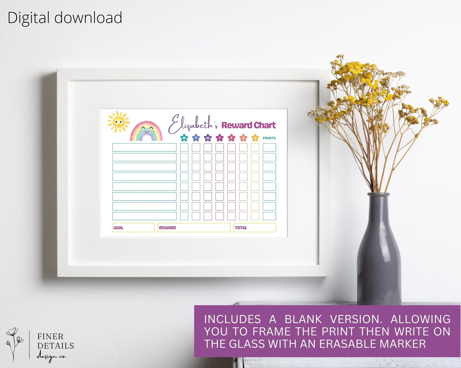 Editable Rainbow Reward Chart, Pastel Chore Chart (digital Download ...