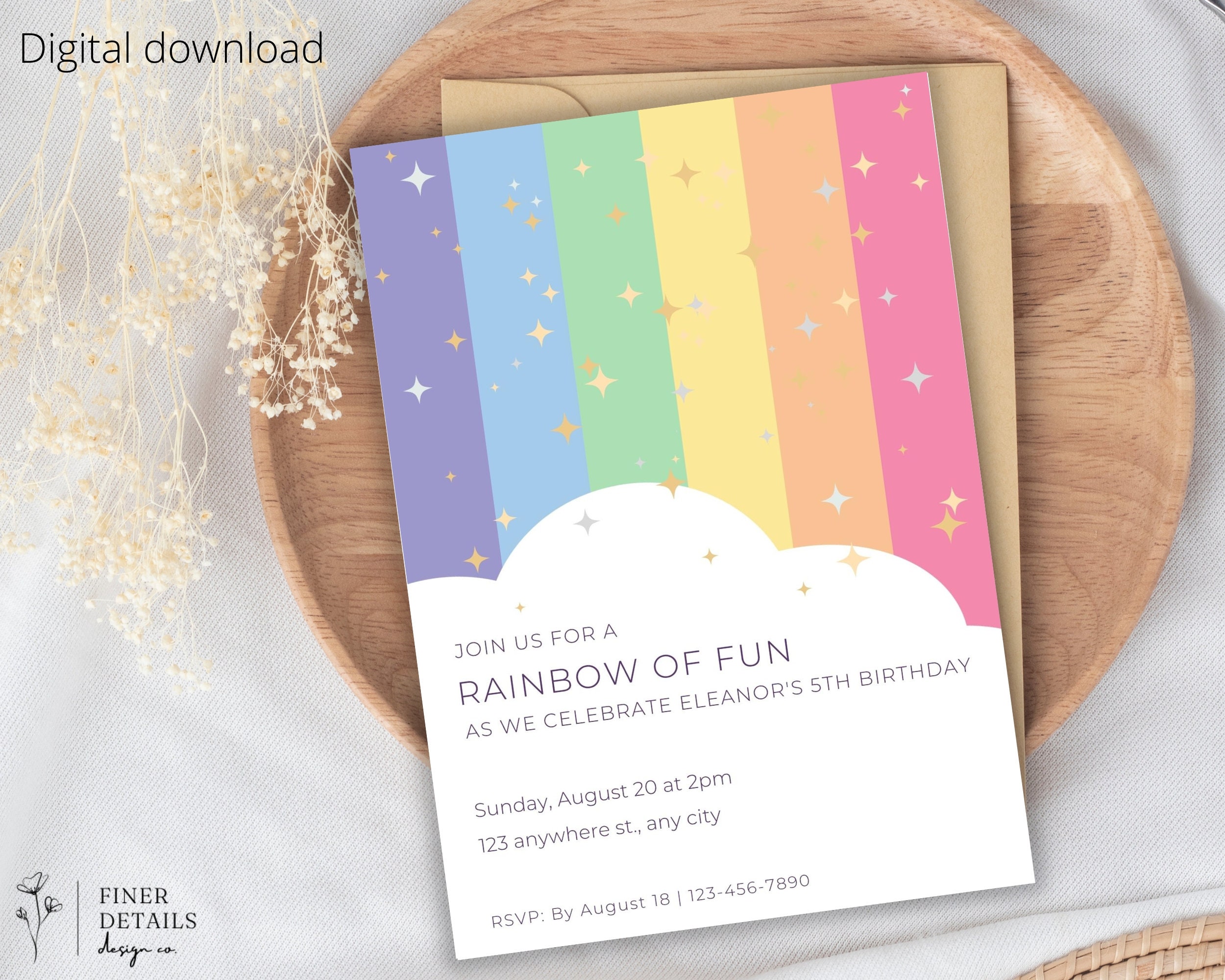 Printable Rainbow of Fun Invitation Template - Etsy Australia