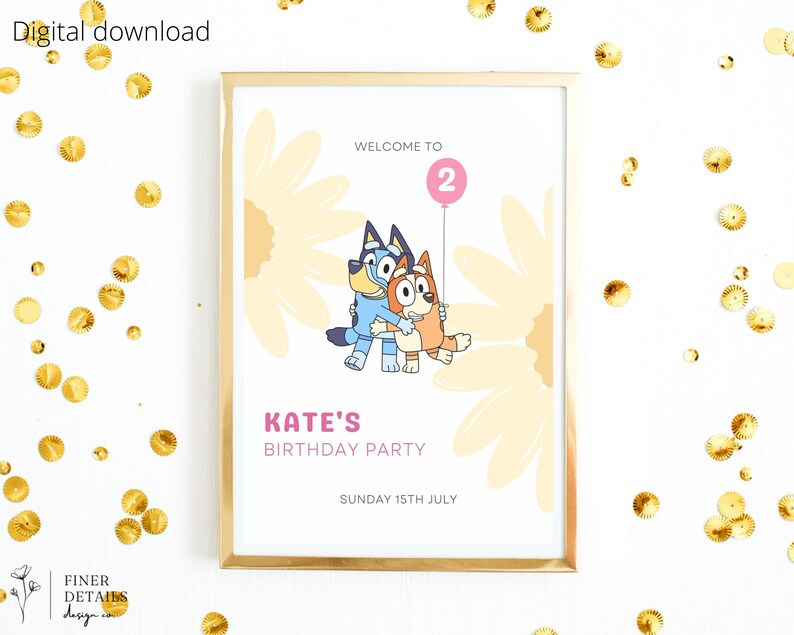 Editable Bluey Birthday Welcome Sign Template Printable Bluey & Bingo ...