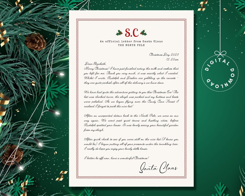 Instant Download Editable Santa Letter Printable Template - Etsy