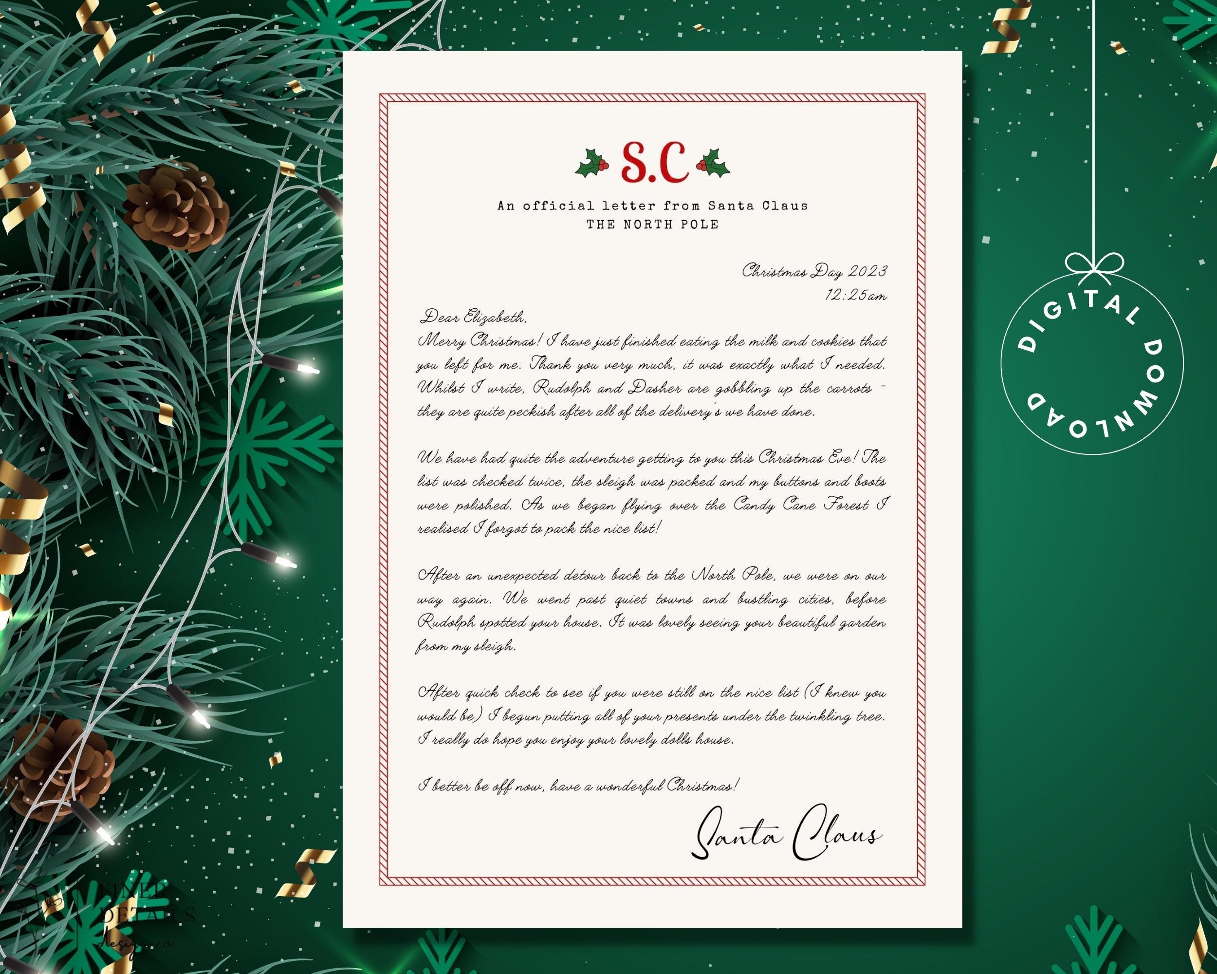 Instant Download Editable Santa Letter Printable Template - Etsy