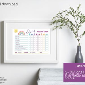 Editable Rainbow Reward Chart, Pastel Chore Chart (digital Download ...