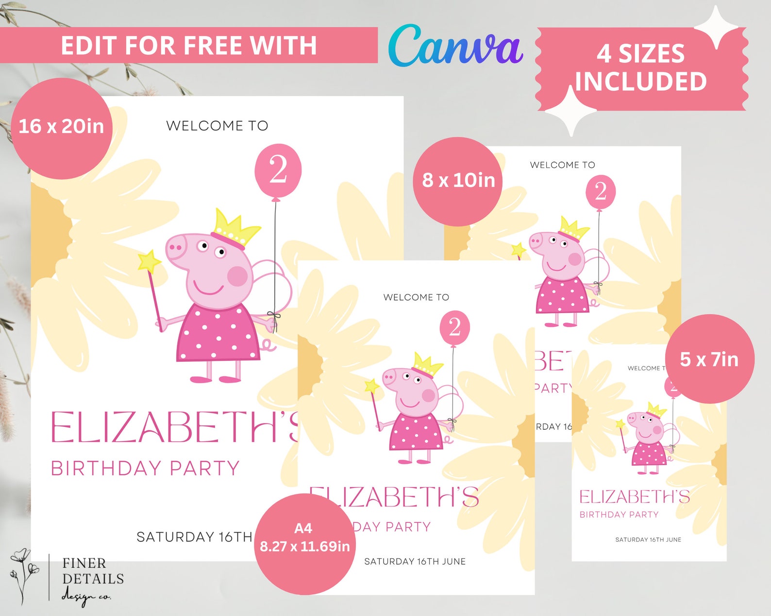 Editable Peppa Pig Birthday Welcome Sign Template Printable - Etsy ...