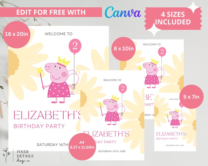 Editable Peppa Pig Birthday Welcome Sign Template Printable - Etsy ...