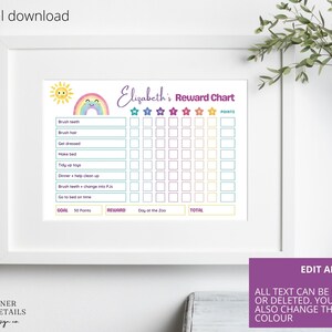 Editable Rainbow Rewards Chart, Rainbow Behaviour Chart, Daily Chore ...