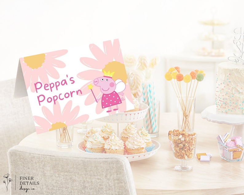 24 Pink Peppa Pig Printable Food Tent Snack Labels Peppa Pig Food Party ...