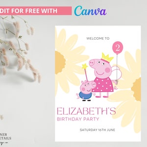 Editable Peppa Pig Birthday Welcome Sign Template Printable Colourful ...