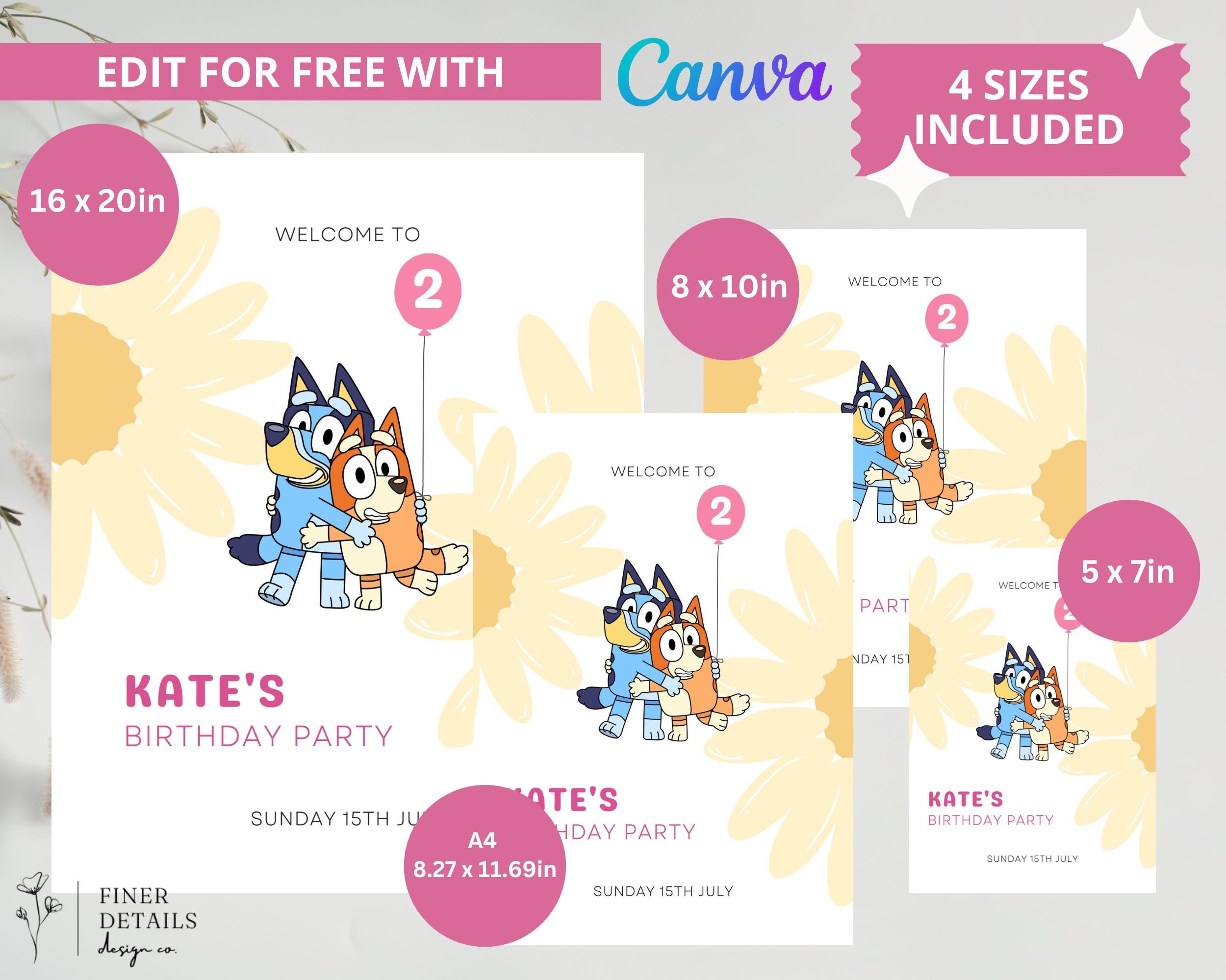 Editable Bluey Birthday Welcome Sign Template Printable Bluey & Bingo ...