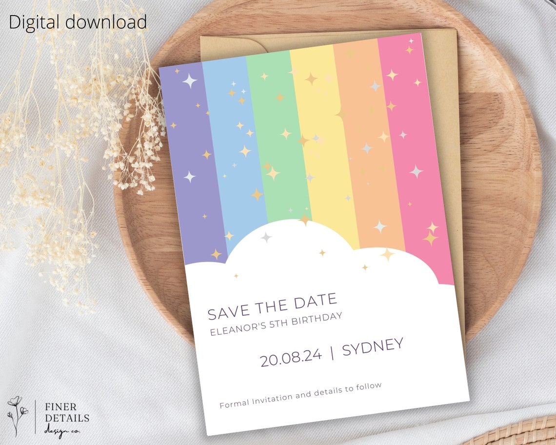 Printable Save the Date Rainbow of Fun Invitation Template - Etsy