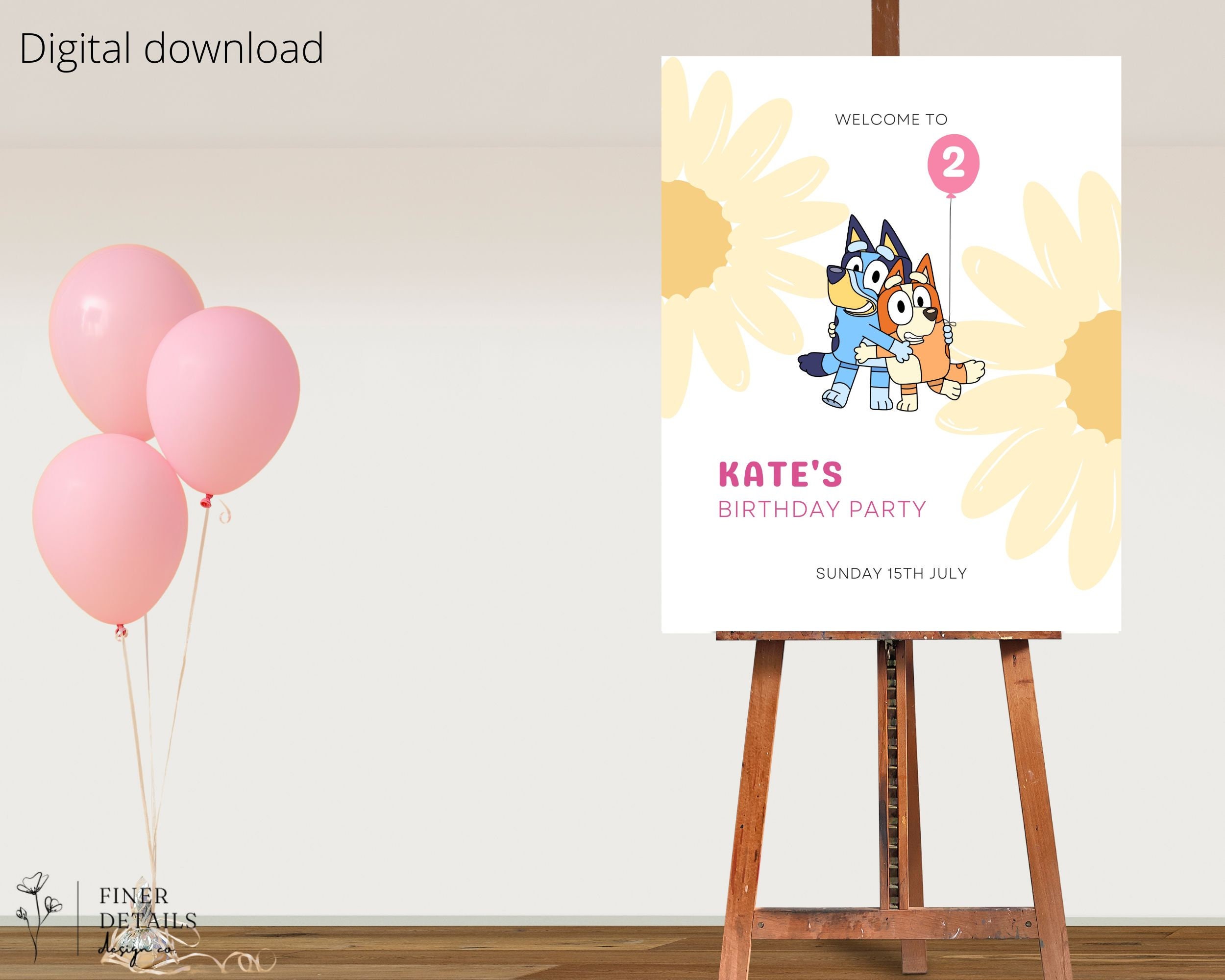 Editable Bluey Birthday Welcome Sign Template Printable Bluey & Bingo ...