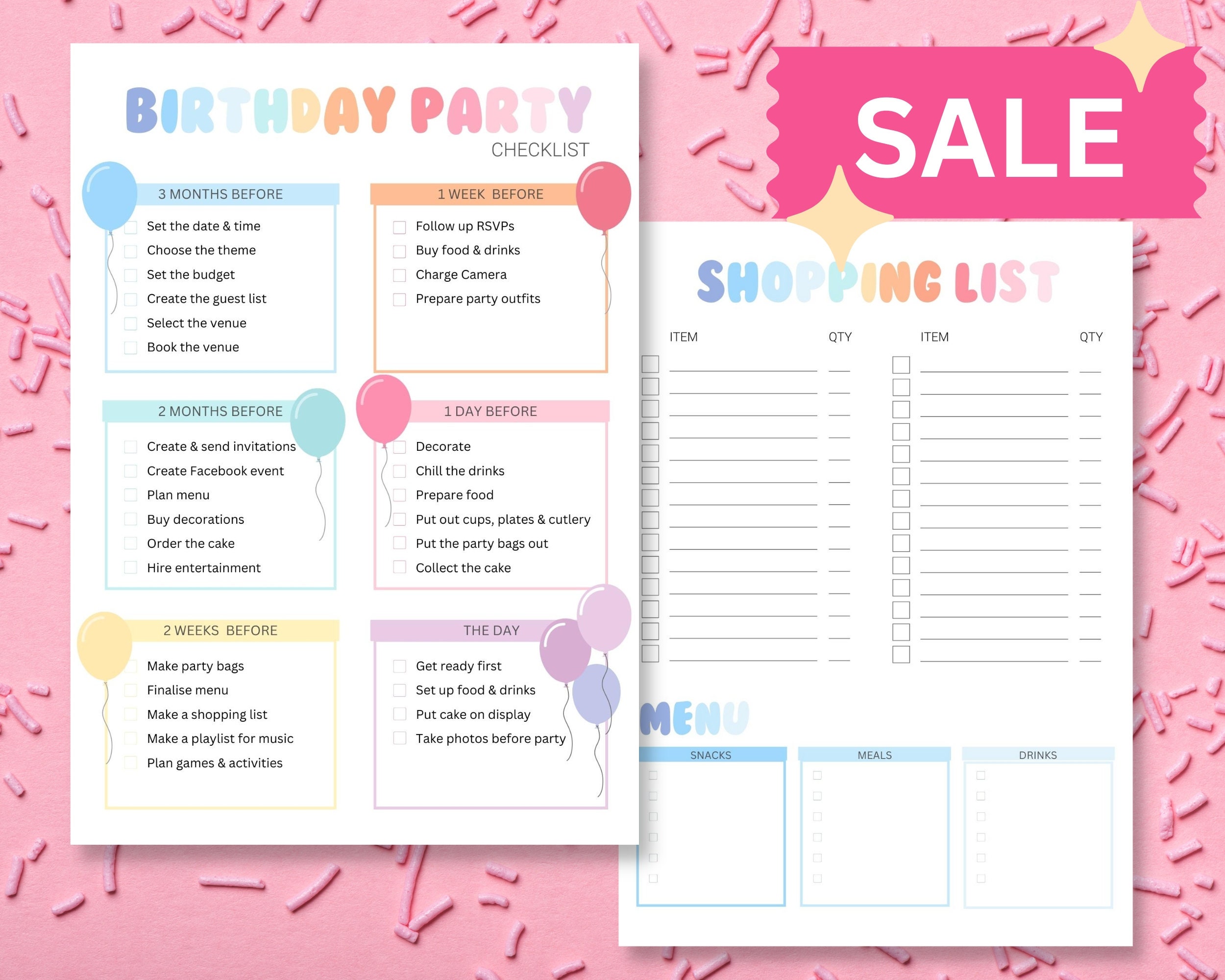 Printable Party Planner Birthday Planner Birthday Party Checklist Party ...