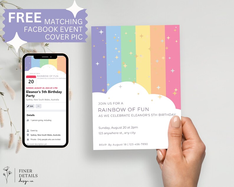 Printable Rainbow of Fun Invitation Template - Etsy Australia