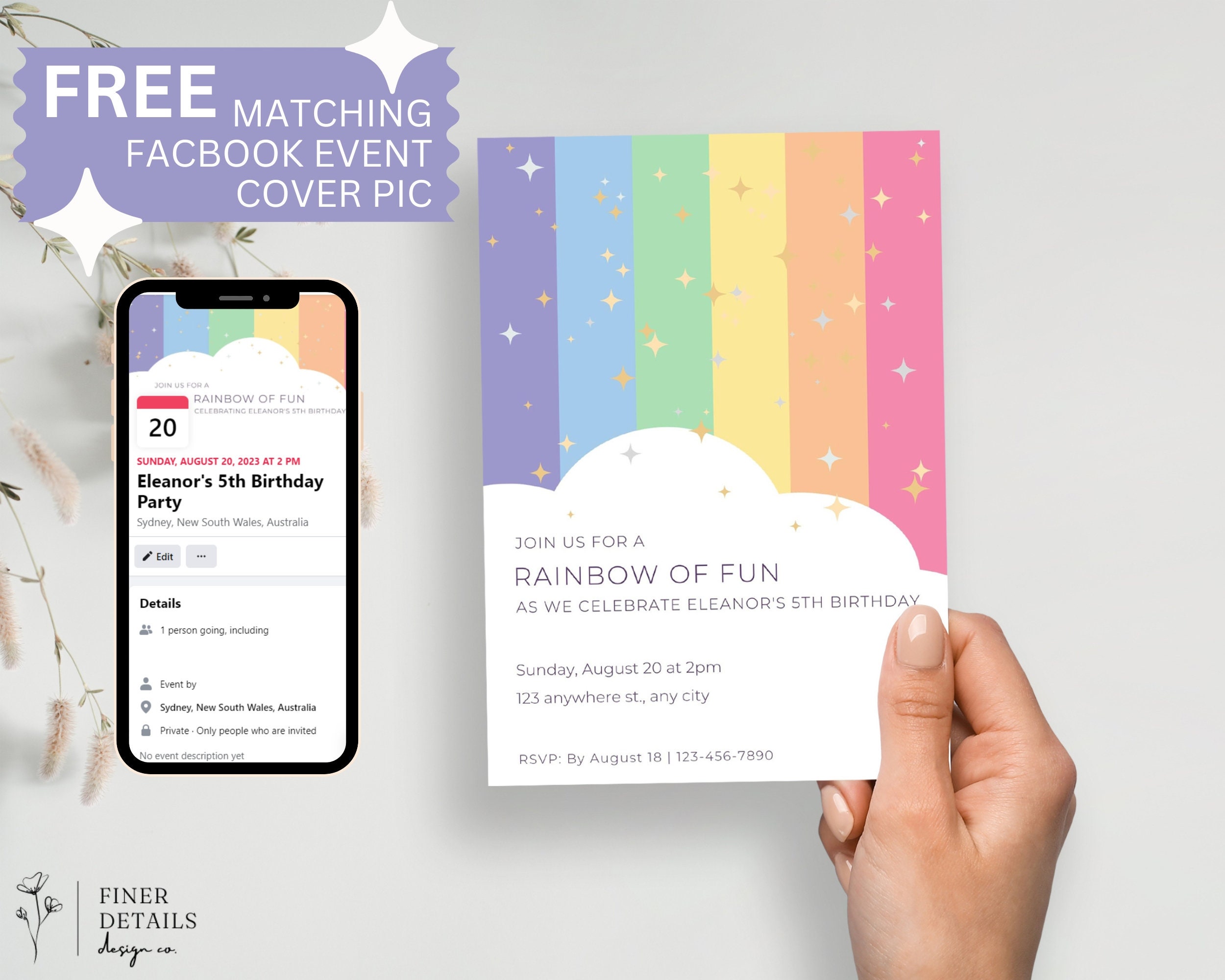 Printable Rainbow of Fun Invitation Template - Etsy Australia