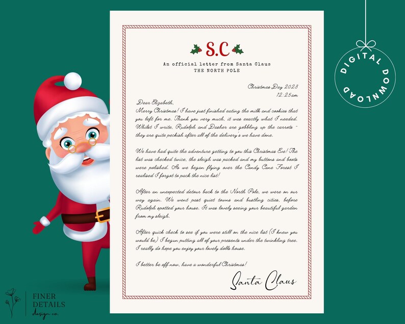 Instant Download Editable Santa Letter Printable Template - Etsy