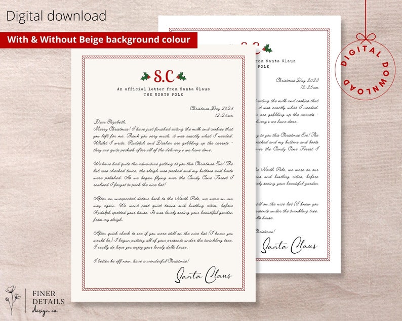 Instant Download Editable Santa Letter Printable Template - Etsy