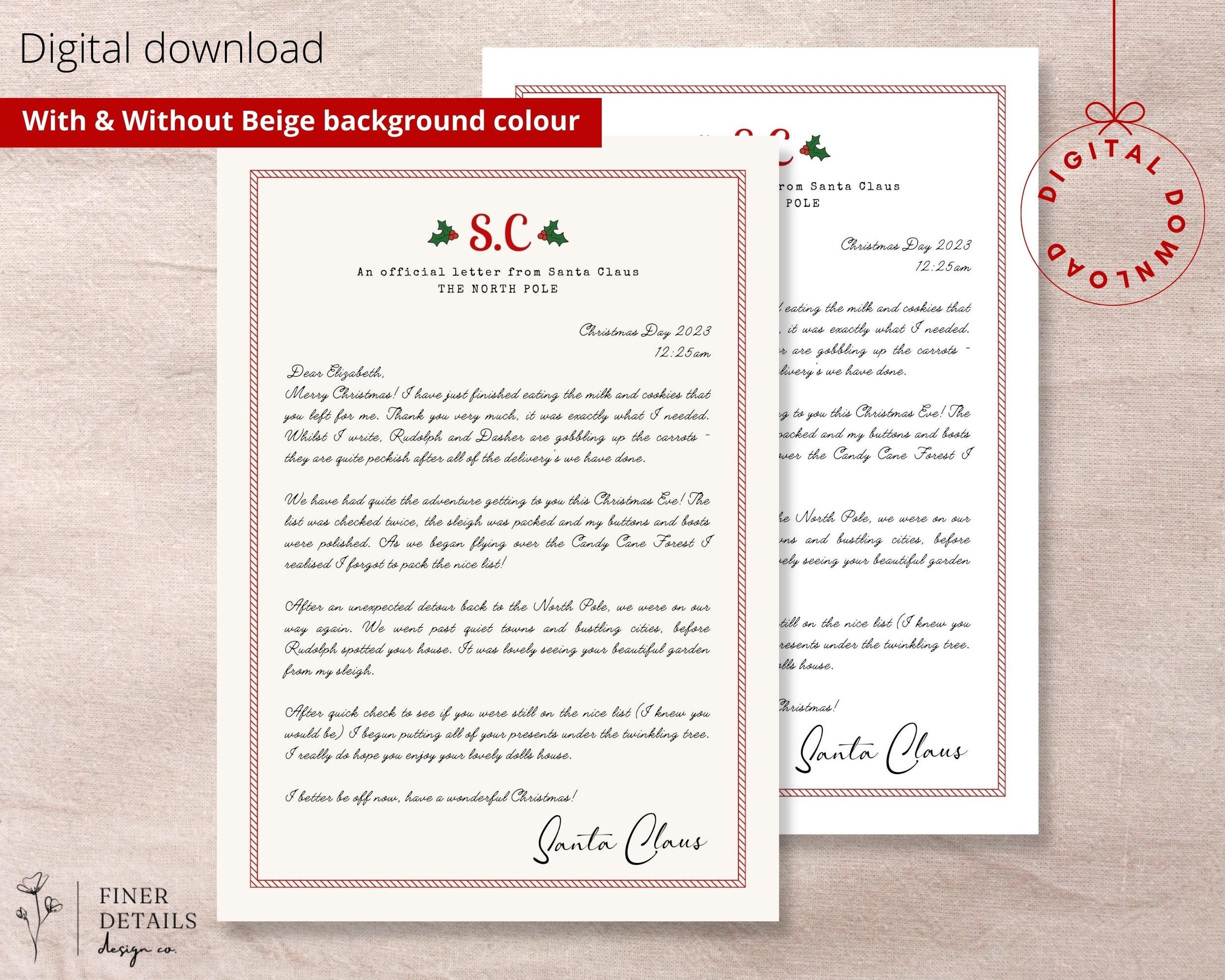 Instant Download Editable Santa Letter Printable Template - Etsy