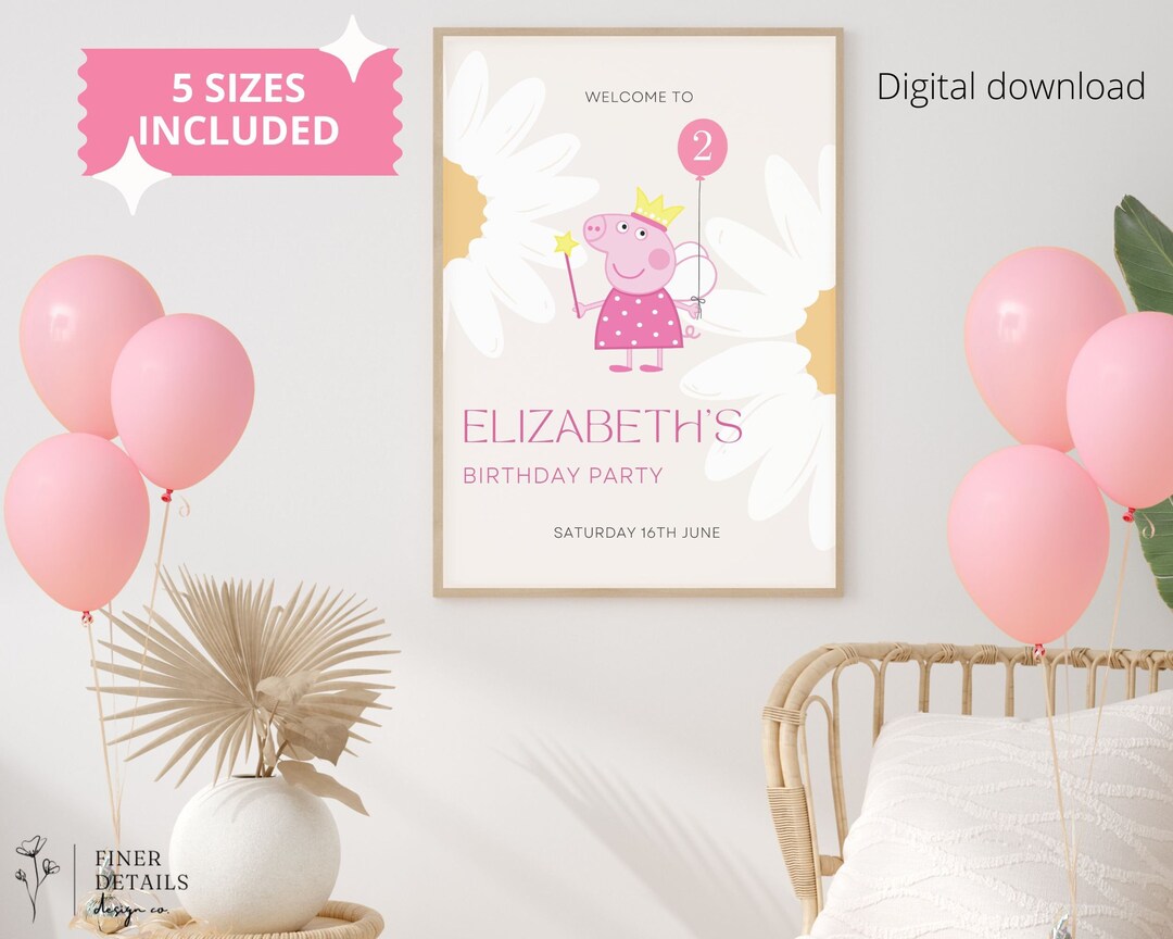 Editable Peppa Pig Birthday Welcome Sign Template Printable Peppa Pig ...
