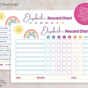Editable Rainbow Rewards Chart, Rainbow Behaviour Chart, Daily Chore ...