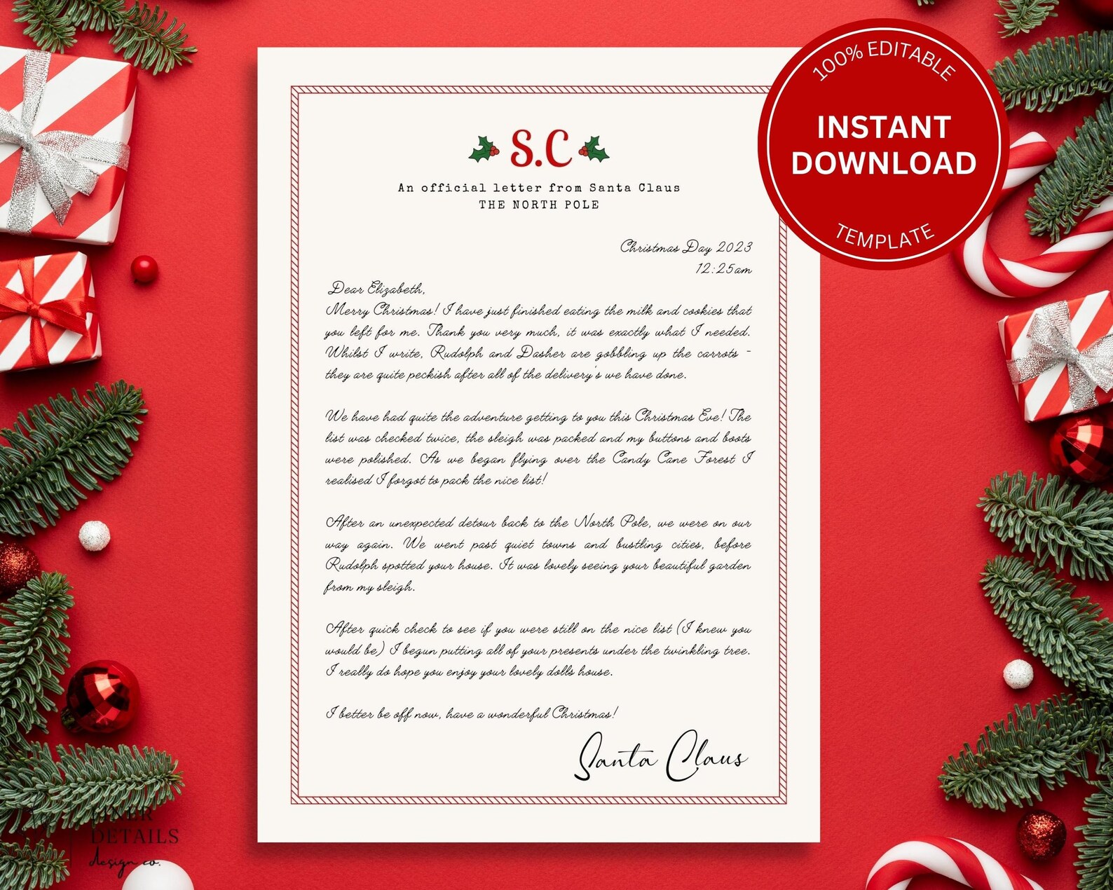 Instant Download Editable Santa Letter Printable Template - Etsy