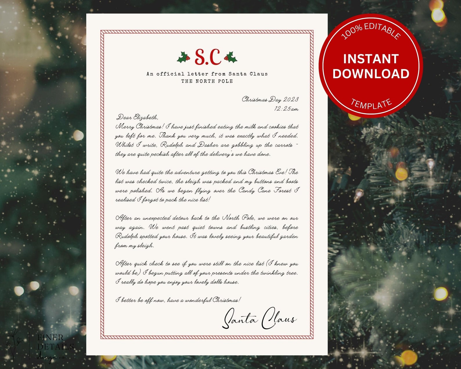Instant Download Editable Santa Letter Printable Template - Etsy