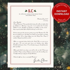 Instant Download Editable Santa Letter Printable Template - Etsy Australia