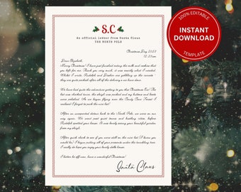 Editable Letter From Santa Claus North Pole Download Printable Template ...