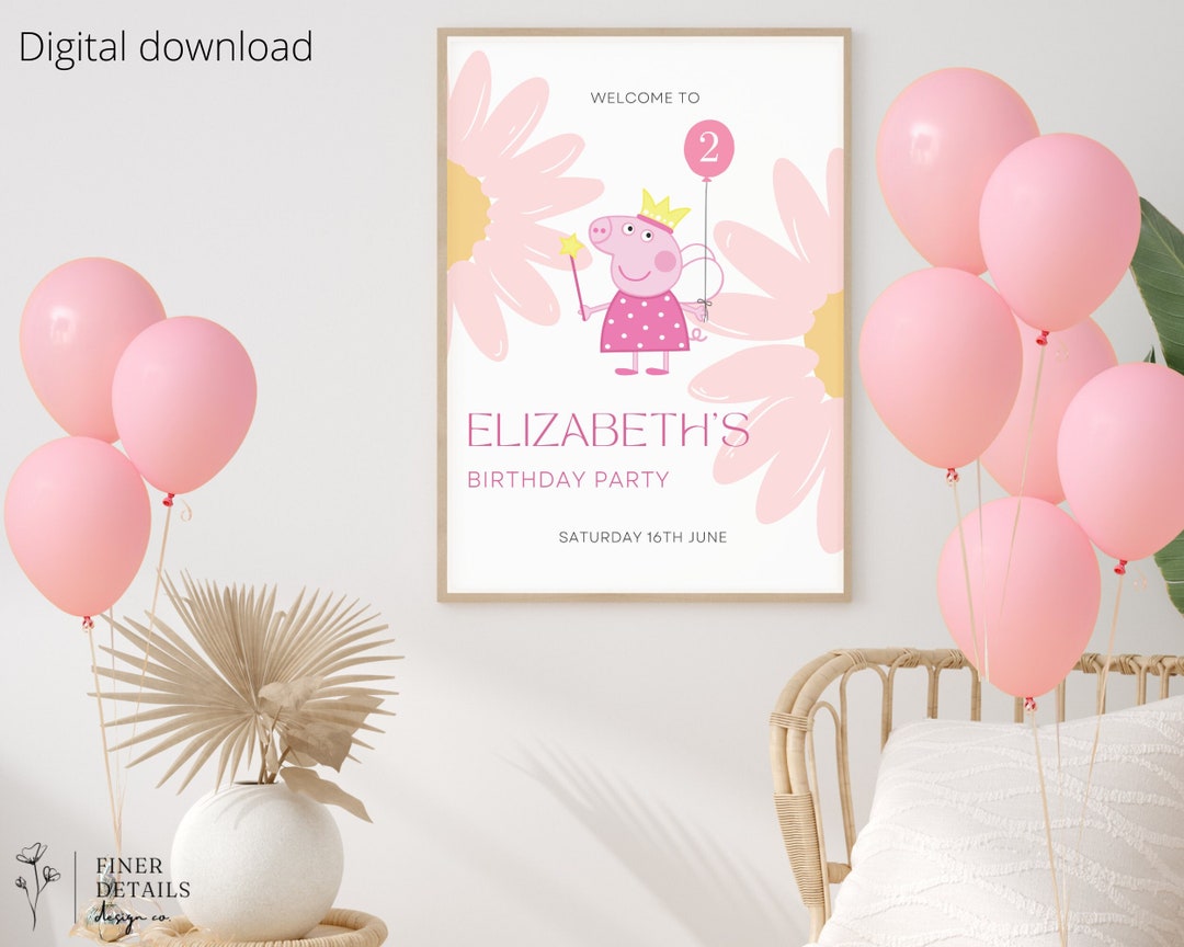 Editable Peppa Pig Birthday Welcome Sign Template Printable Colourful ...