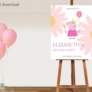 Editable Peppa Pig Birthday Welcome Sign Template Printable Colourful ...