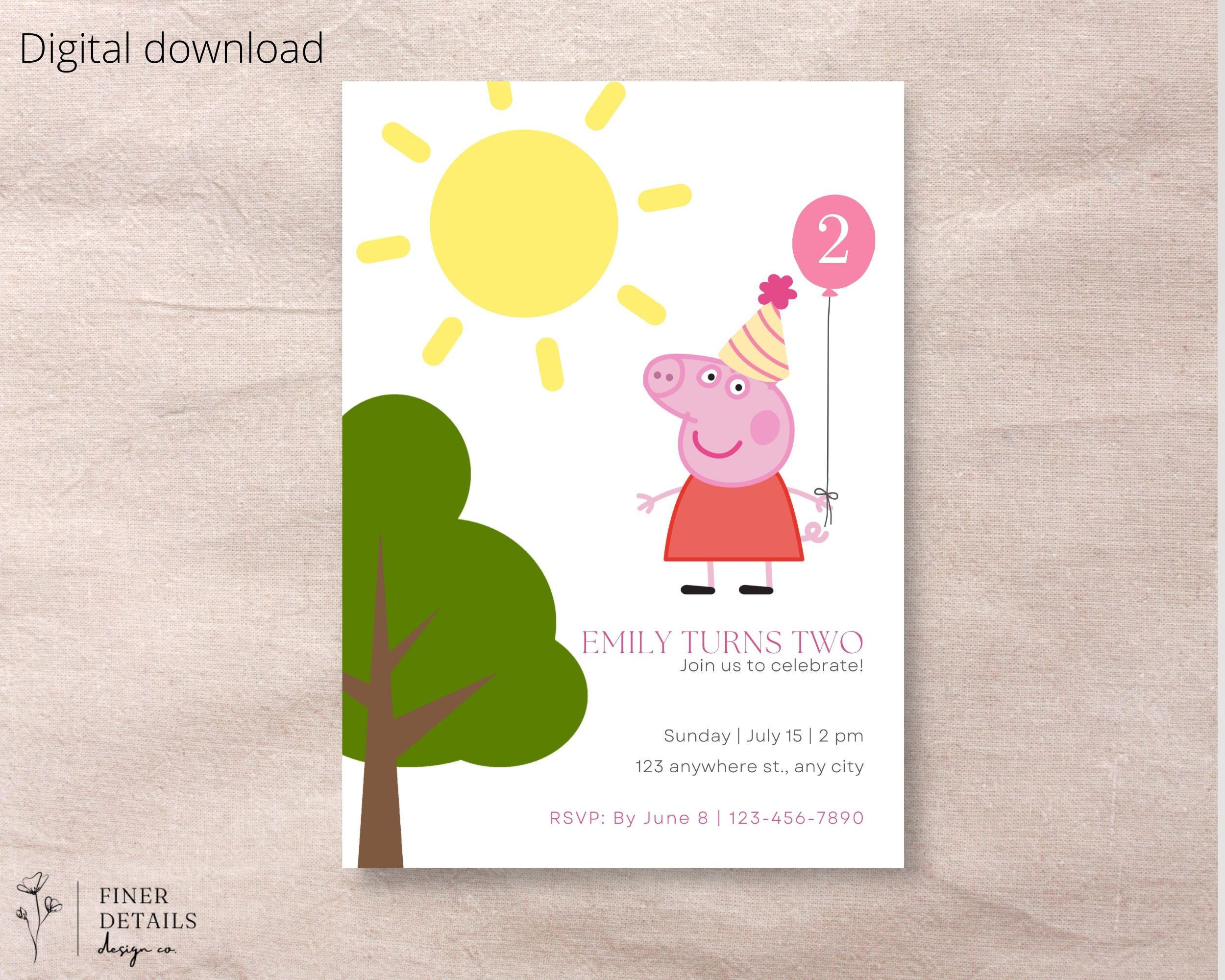 Editable Peppa Pig Birthday Invitation Colourful Peppa Pig Invitation ...