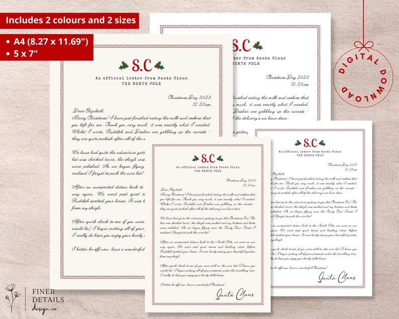 Instant Download Editable Santa Letter Printable Template - Etsy