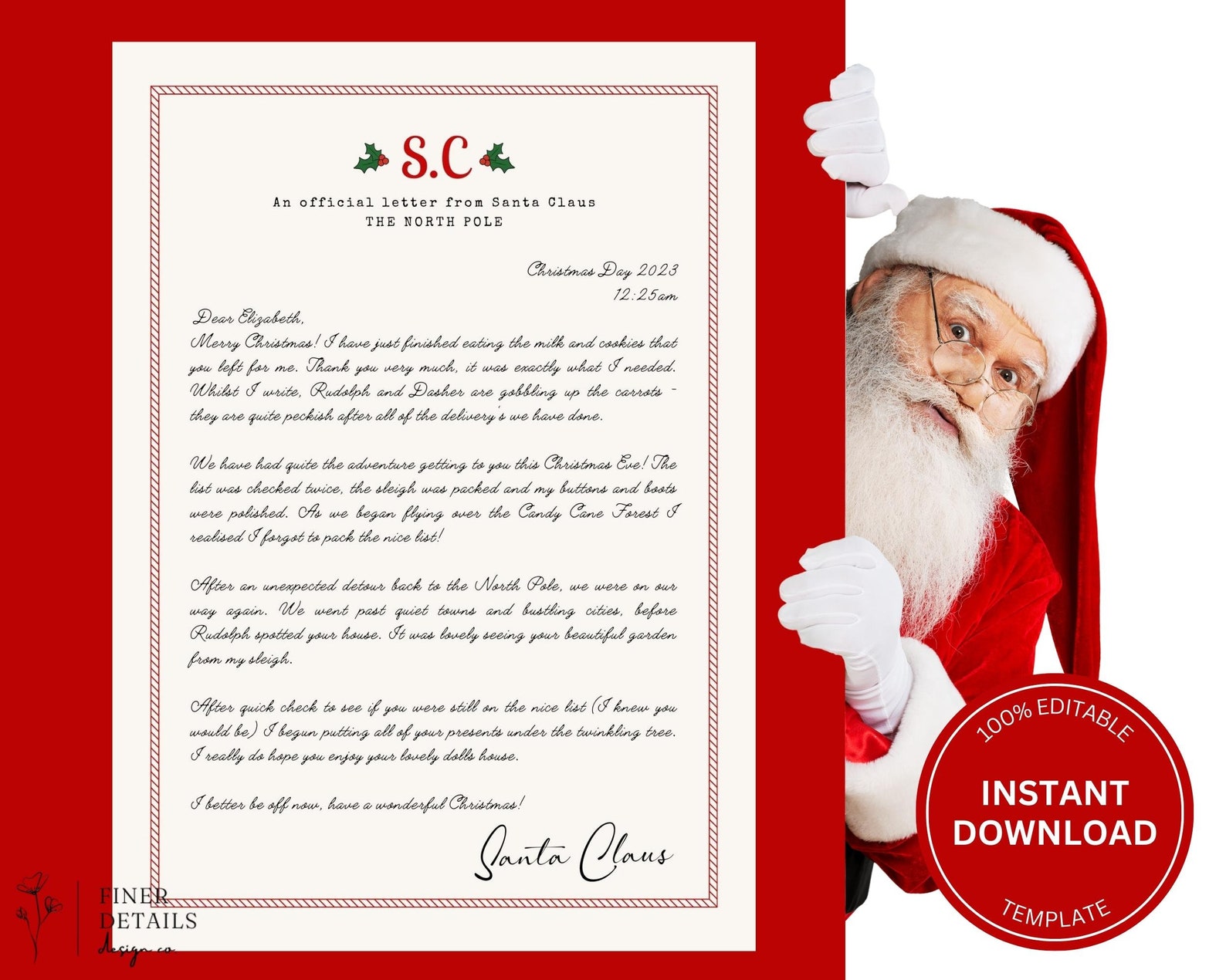 Instant Download Editable Santa Letter Printable Template - Etsy
