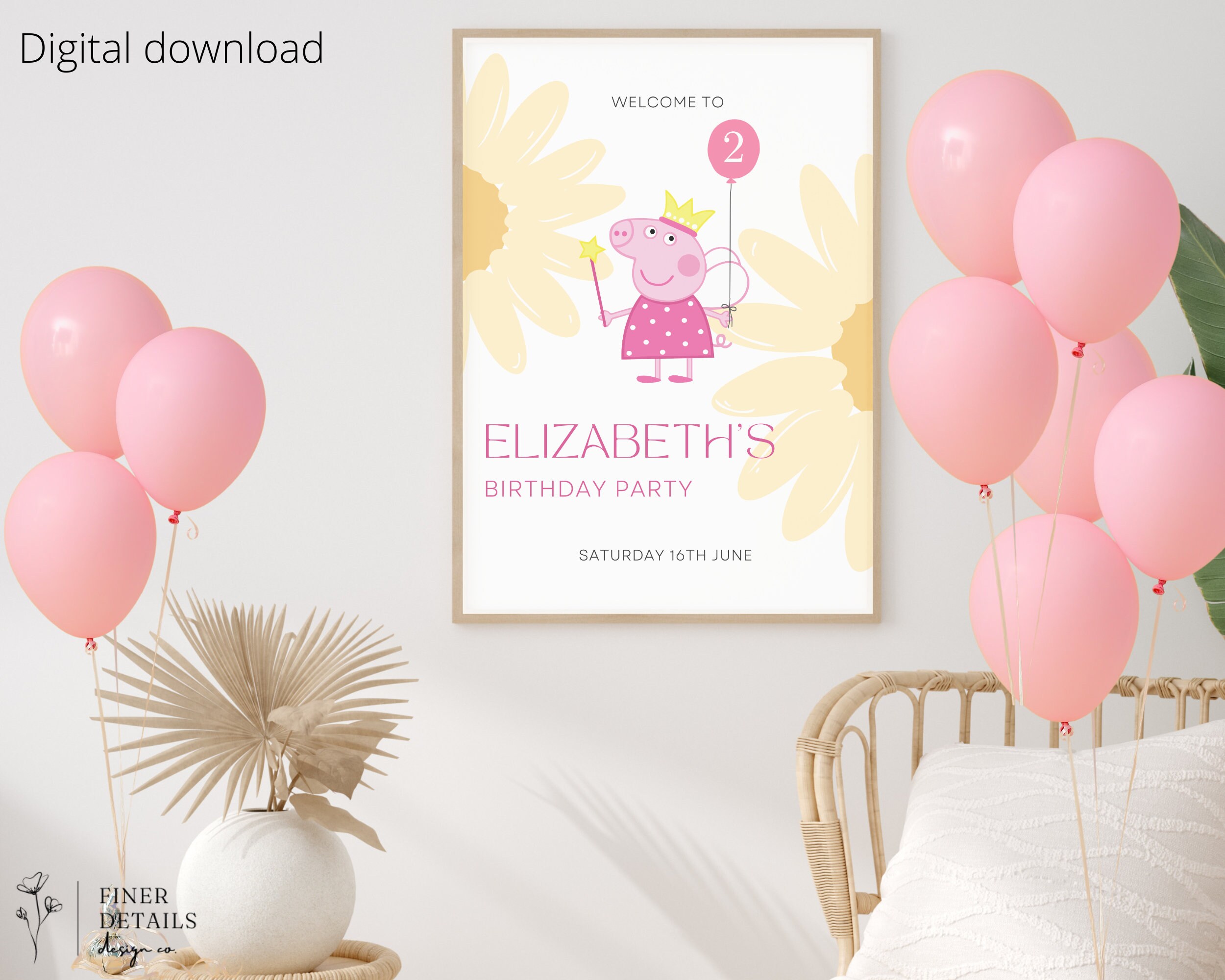BUNDLE Printable Peppa Pig Birthday Invitation Welcome Sign - Etsy