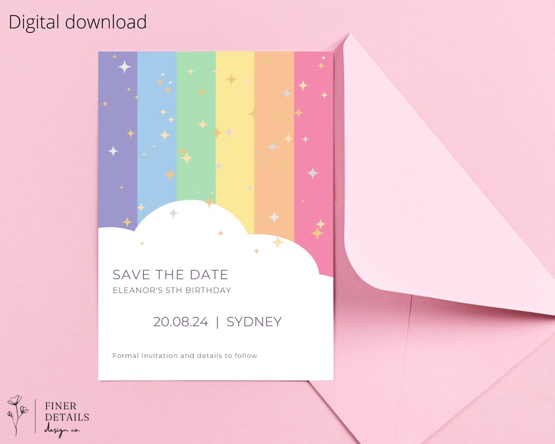 Printable Save the Date Rainbow of Fun Invitation Template - Etsy