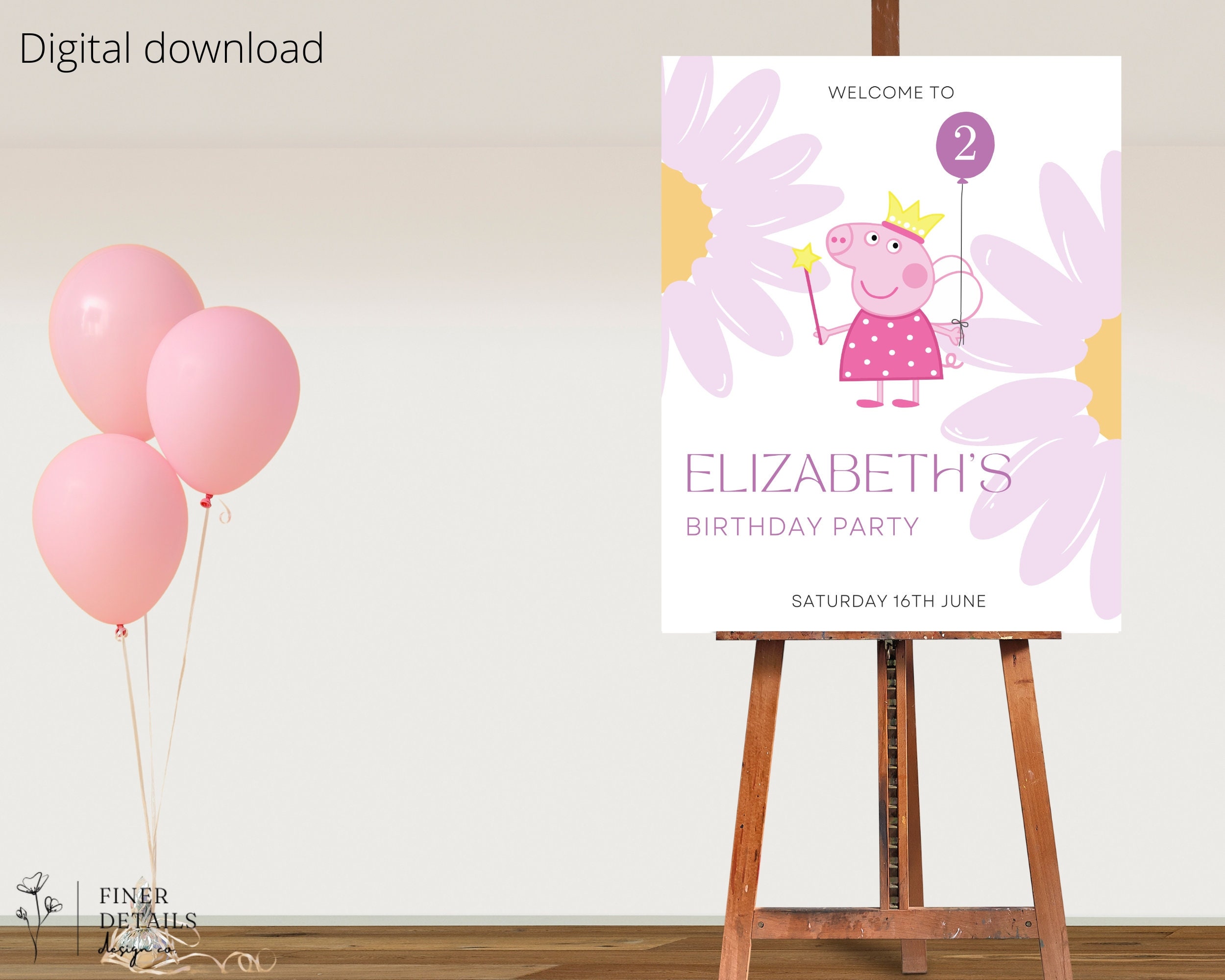 Editable Peppa Pig Birthday Welcome Sign Template Printable Colourful ...