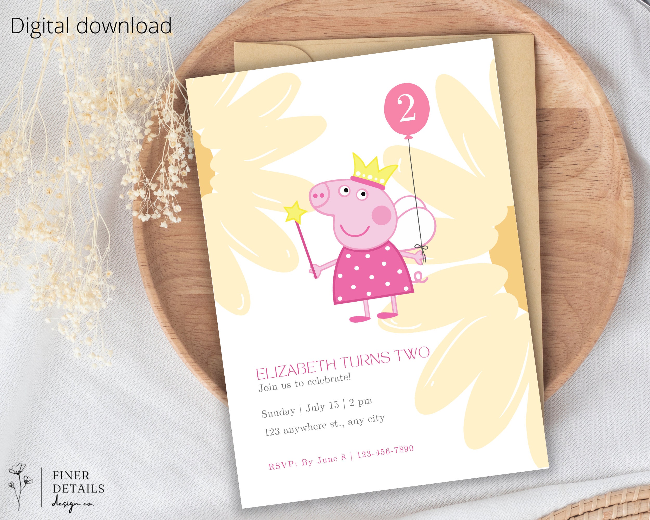BUNDLE Printable Peppa Pig Birthday Invitation Welcome Sign - Etsy