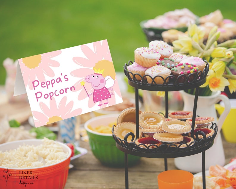 24 Pink Peppa Pig Printable Food Tent Snack Labels Peppa Pig Food Party ...