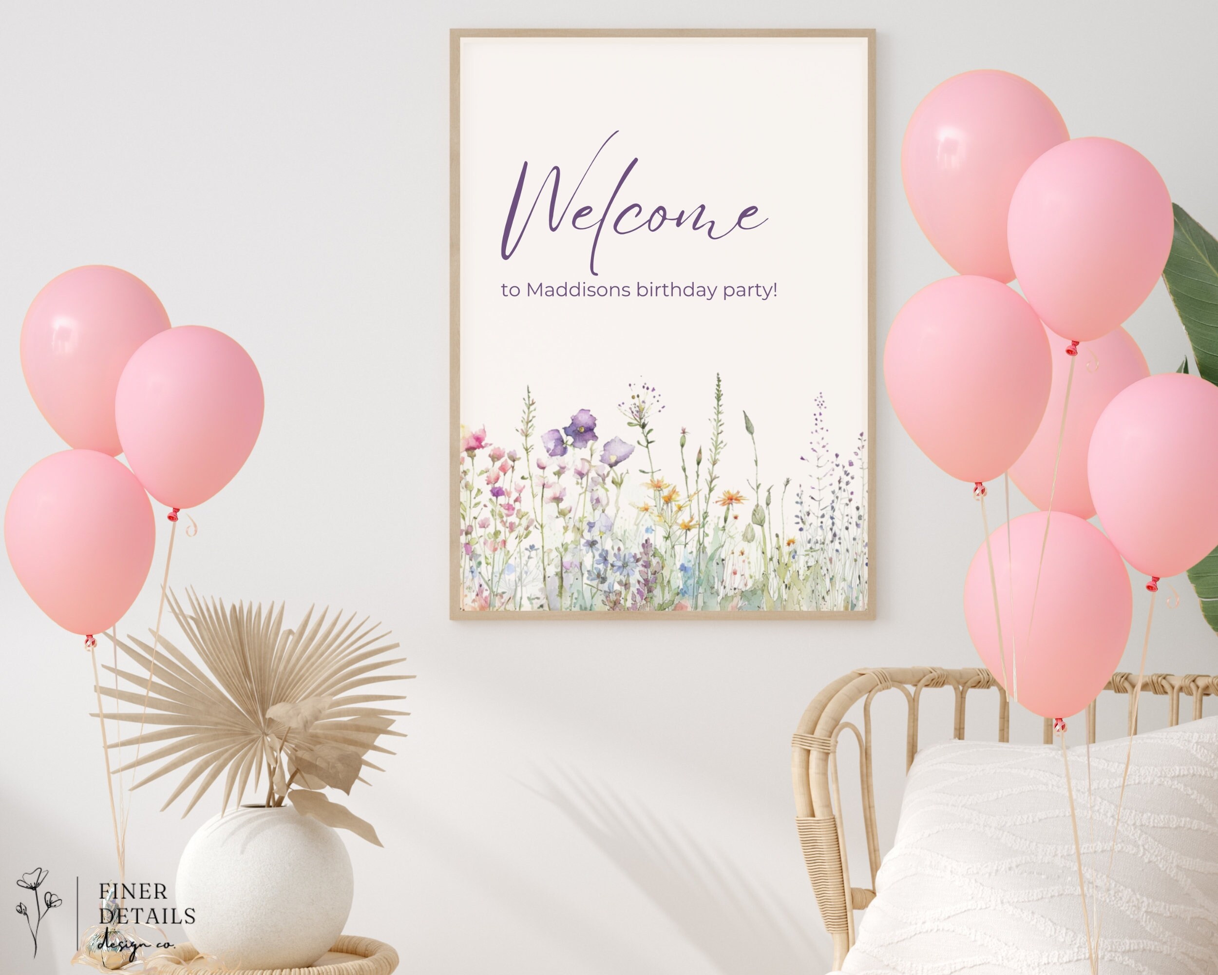 Editable Wildflower Birthday Party Welcome Sign Editable Instant ...