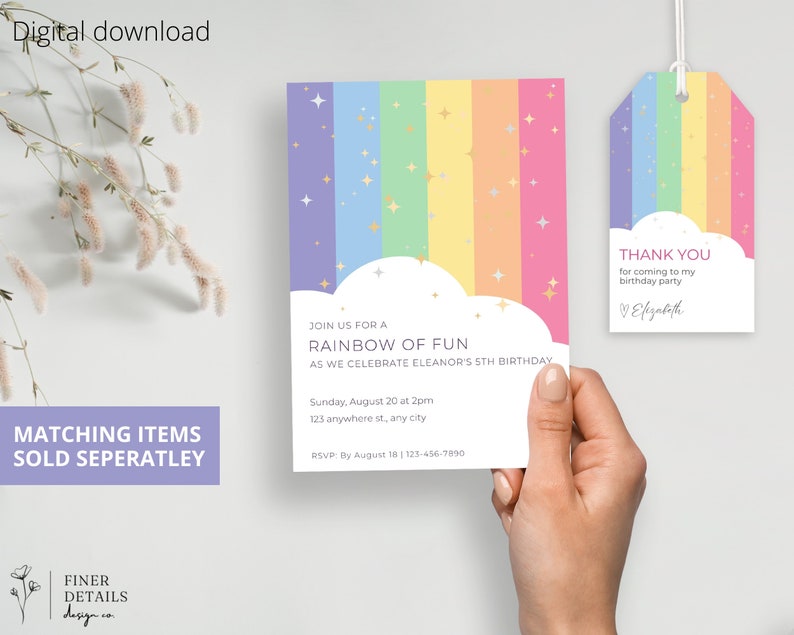 Printable Save the Date Rainbow of Fun Invitation Template - Etsy