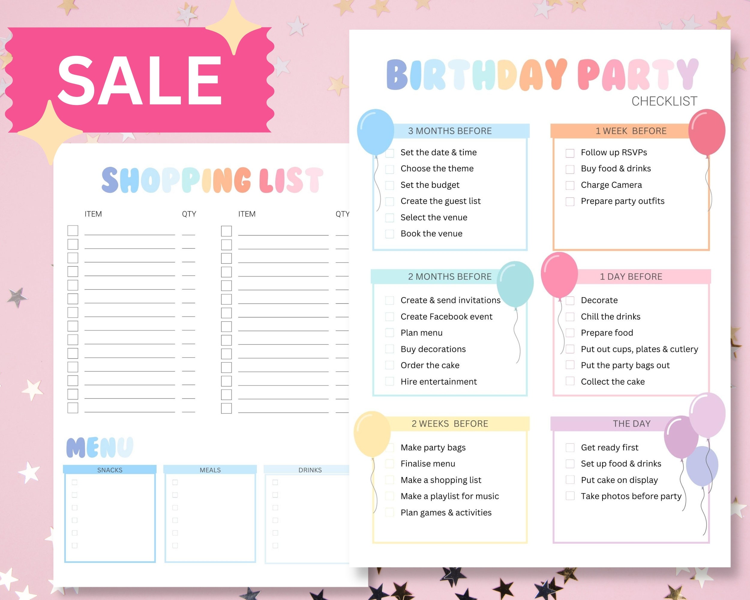 Printable Birthday Party Planner Checklist (PDF) - Etsy