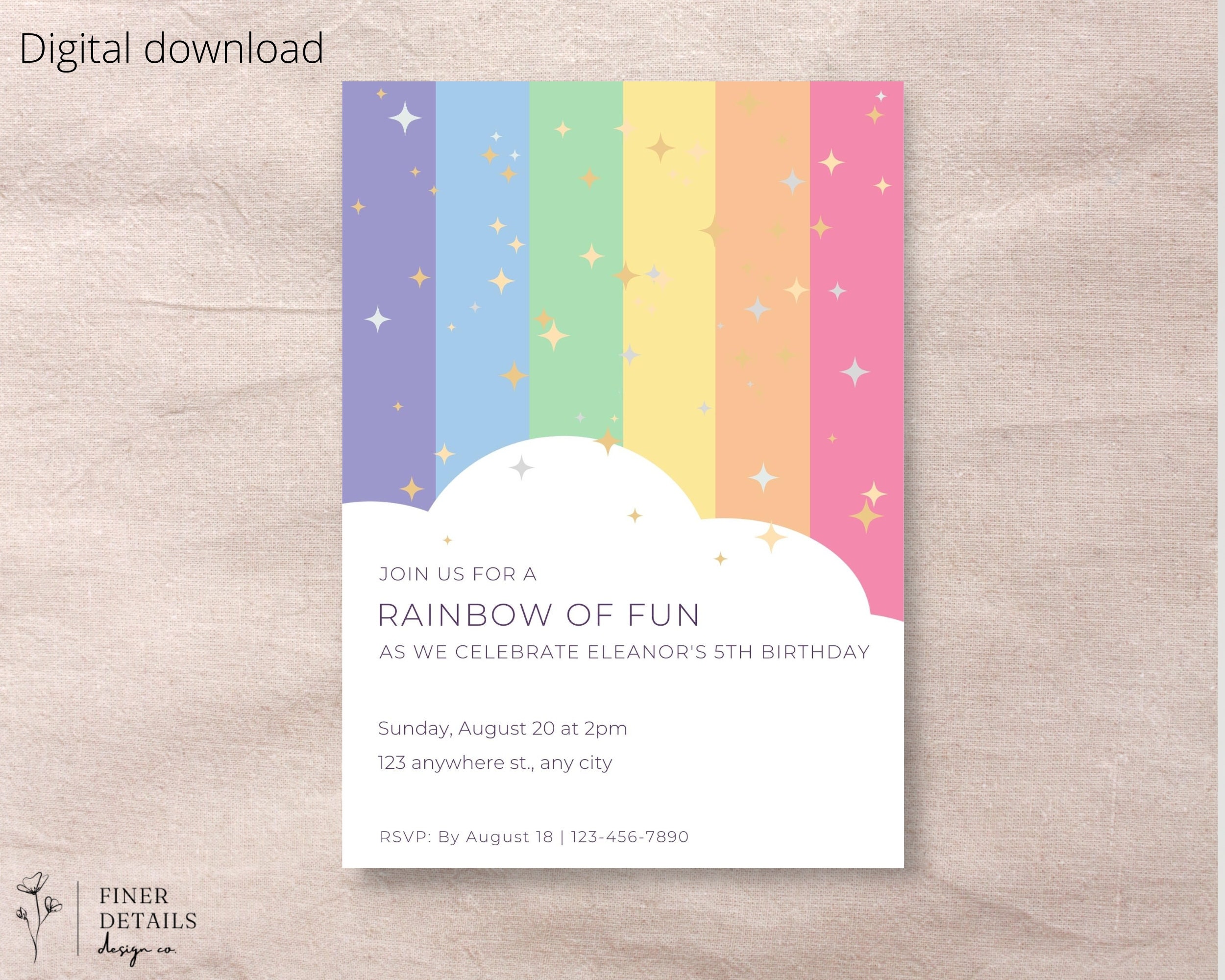 Printable Rainbow of Fun Invitation Template - Etsy Australia