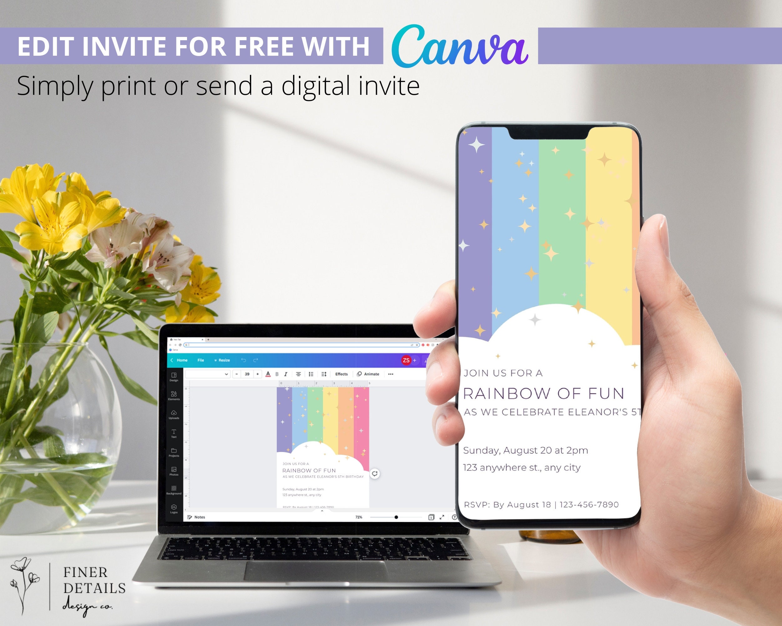 Printable Rainbow of Fun Invitation Template - Etsy Australia