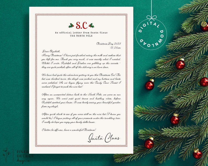 Instant Download Editable Santa Letter Printable Template - Etsy