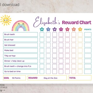 Editable Rainbow Rewards Chart, Rainbow Behaviour Chart, Daily Chore ...
