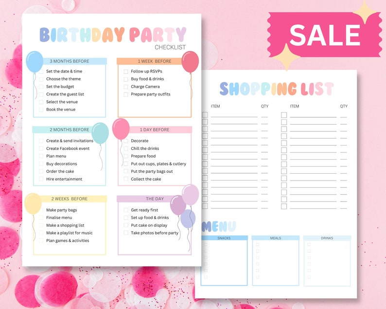 Printable Party Planner Birthday Planner Birthday Party Checklist Party ...