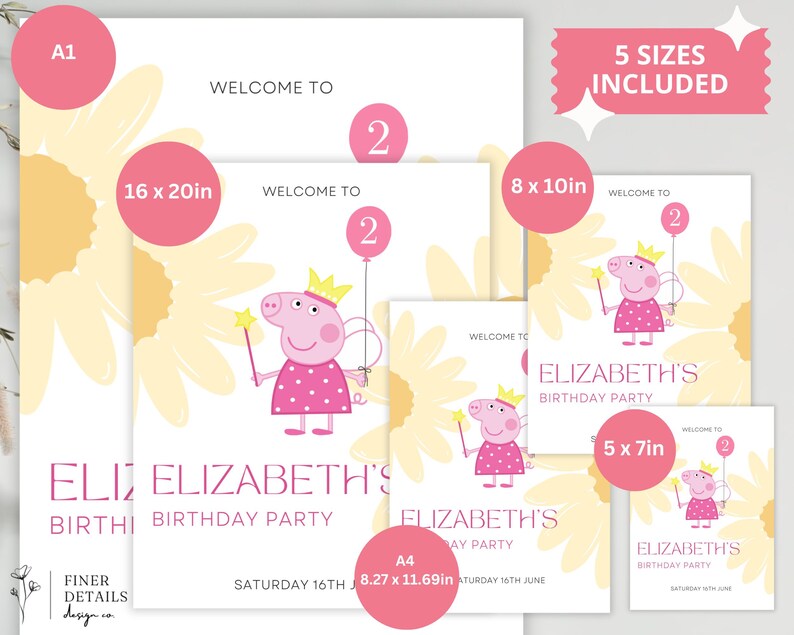 Editable Peppa Pig Birthday Welcome Sign Template Printable Colourful ...