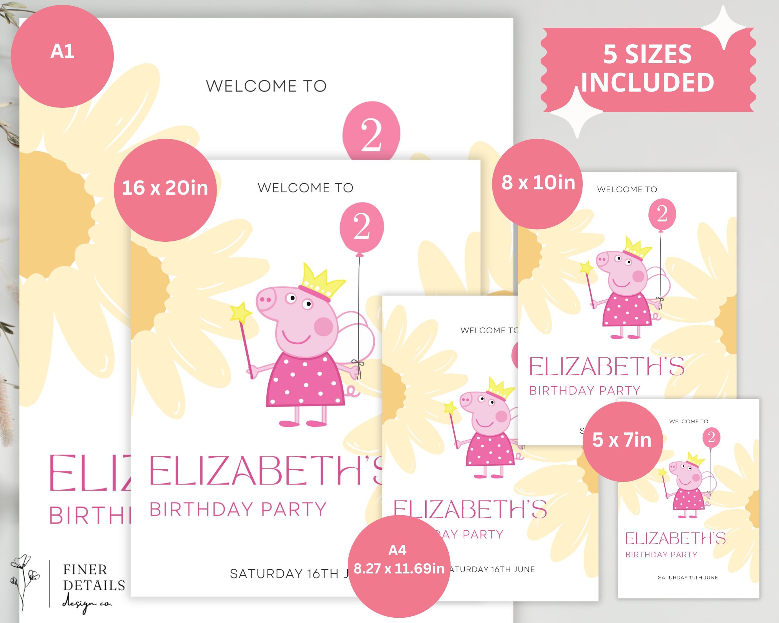 Editable Peppa Pig Birthday Welcome Sign Template Printable Colourful ...